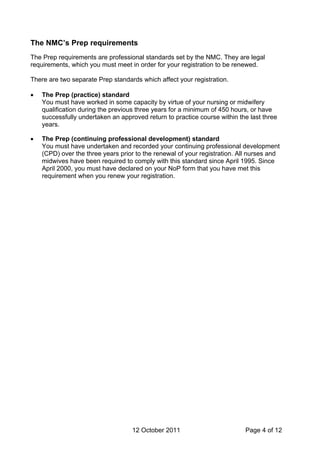 NMC handbook on Prep Requirements | PDF