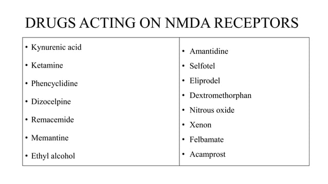 NMDA receptors and drugs acting on them