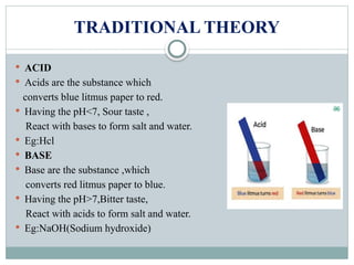 Acids and buffers theories and how they are work | PPTX