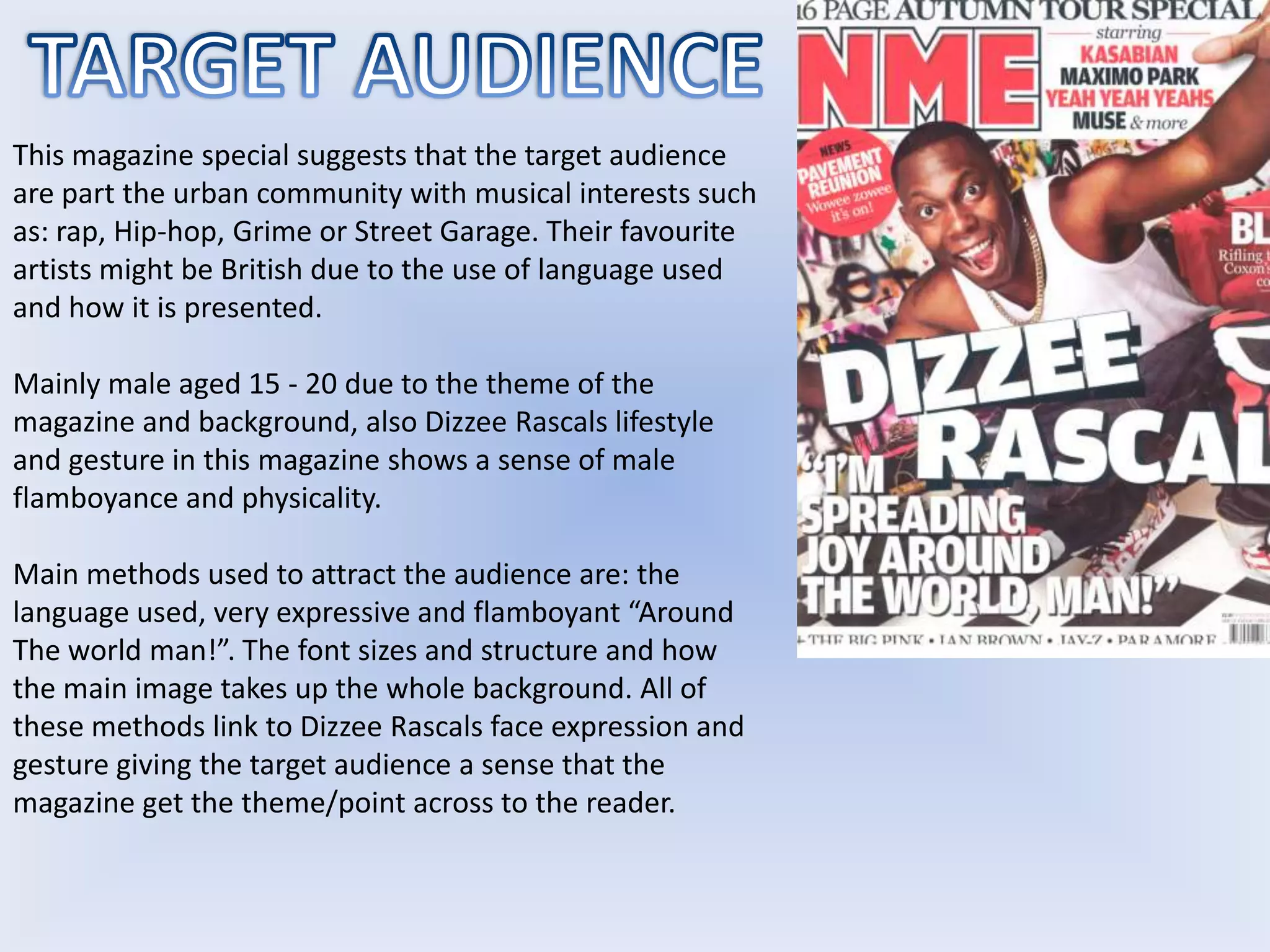NME Analysis front cover - Dizzee Rascal | PPTX