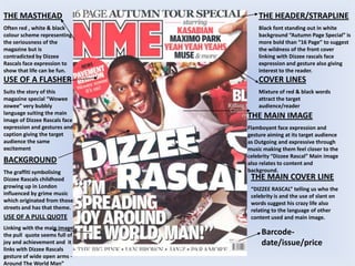NME Analysis front cover - Dizzee Rascal | PPTX