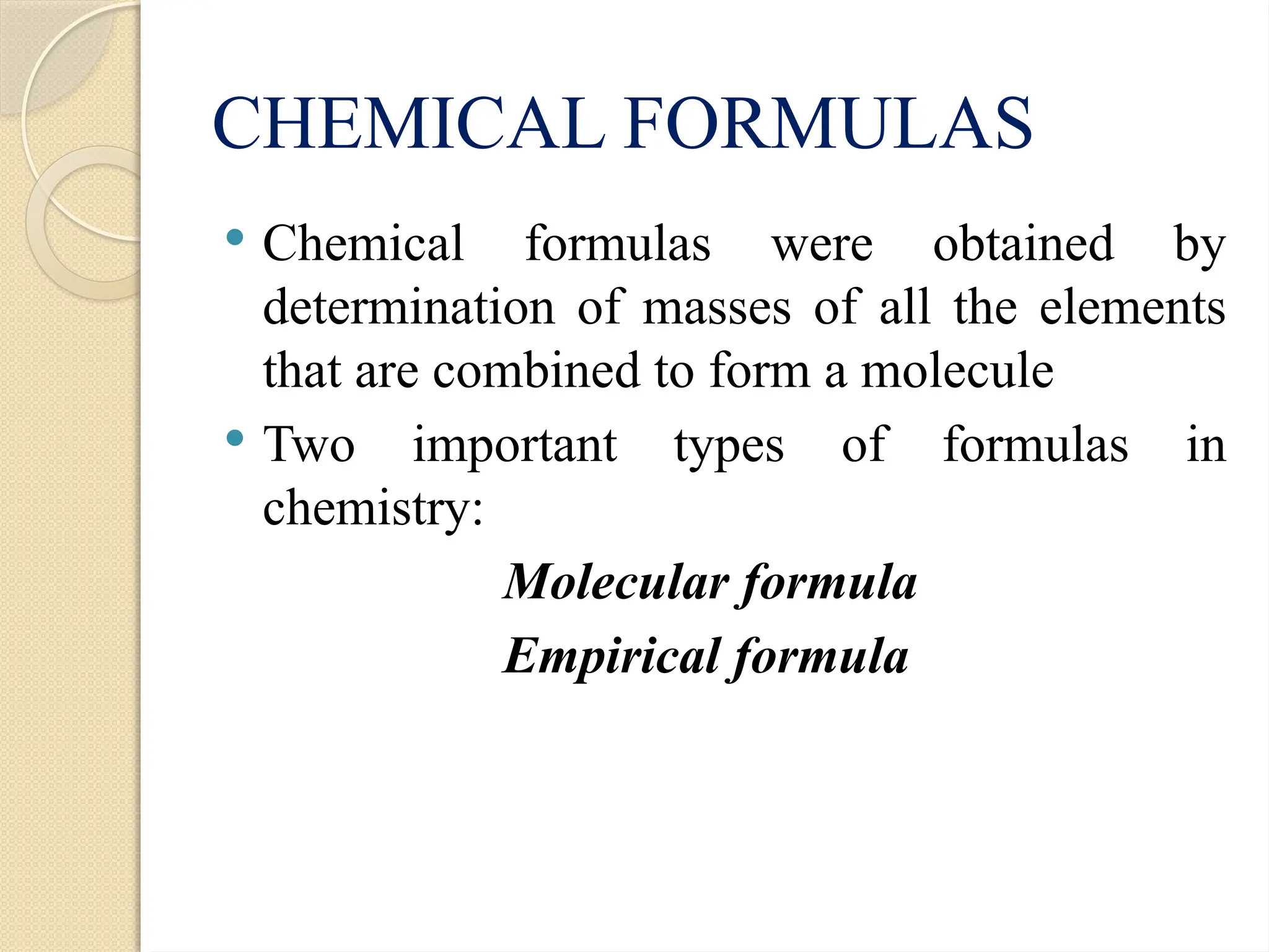 molecular and emprical formula of chemical compounds | PPTX