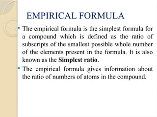 molecular and emprical formula of chemical compounds | PPTX