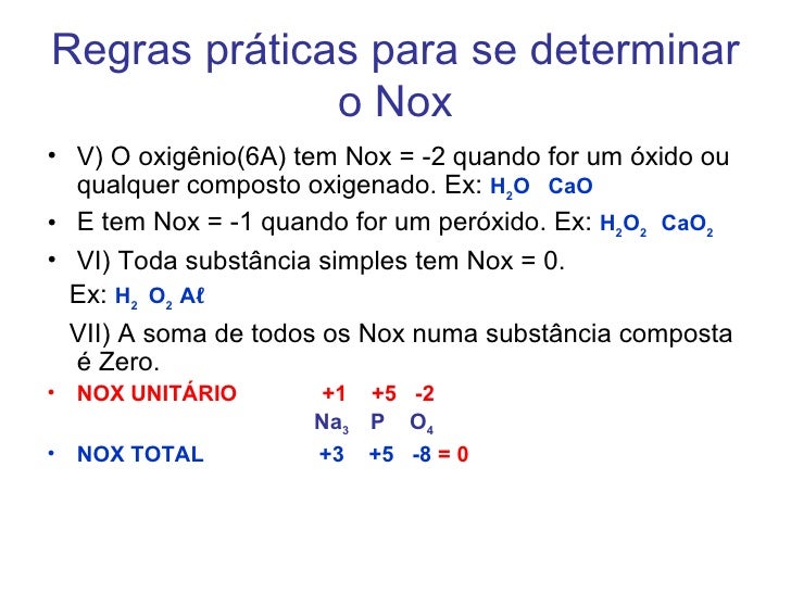 Número de oxidação (Nox)