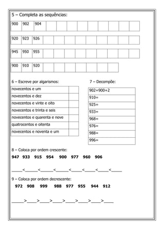 Números de 900 a 999 | DOC