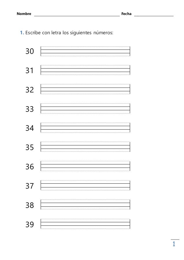 Números del 30 al 39