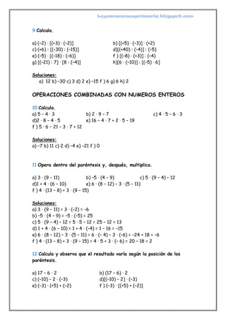 Números enteros Quinto | PDF