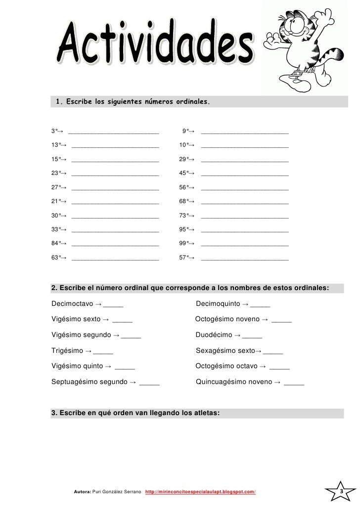 Números ordinales para blog