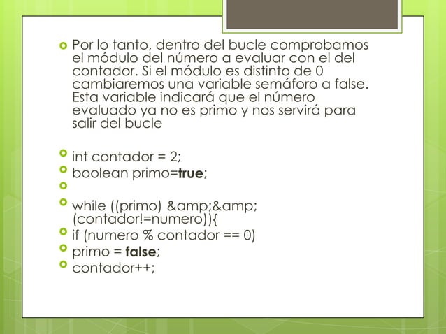 Números primos en java | PPTX