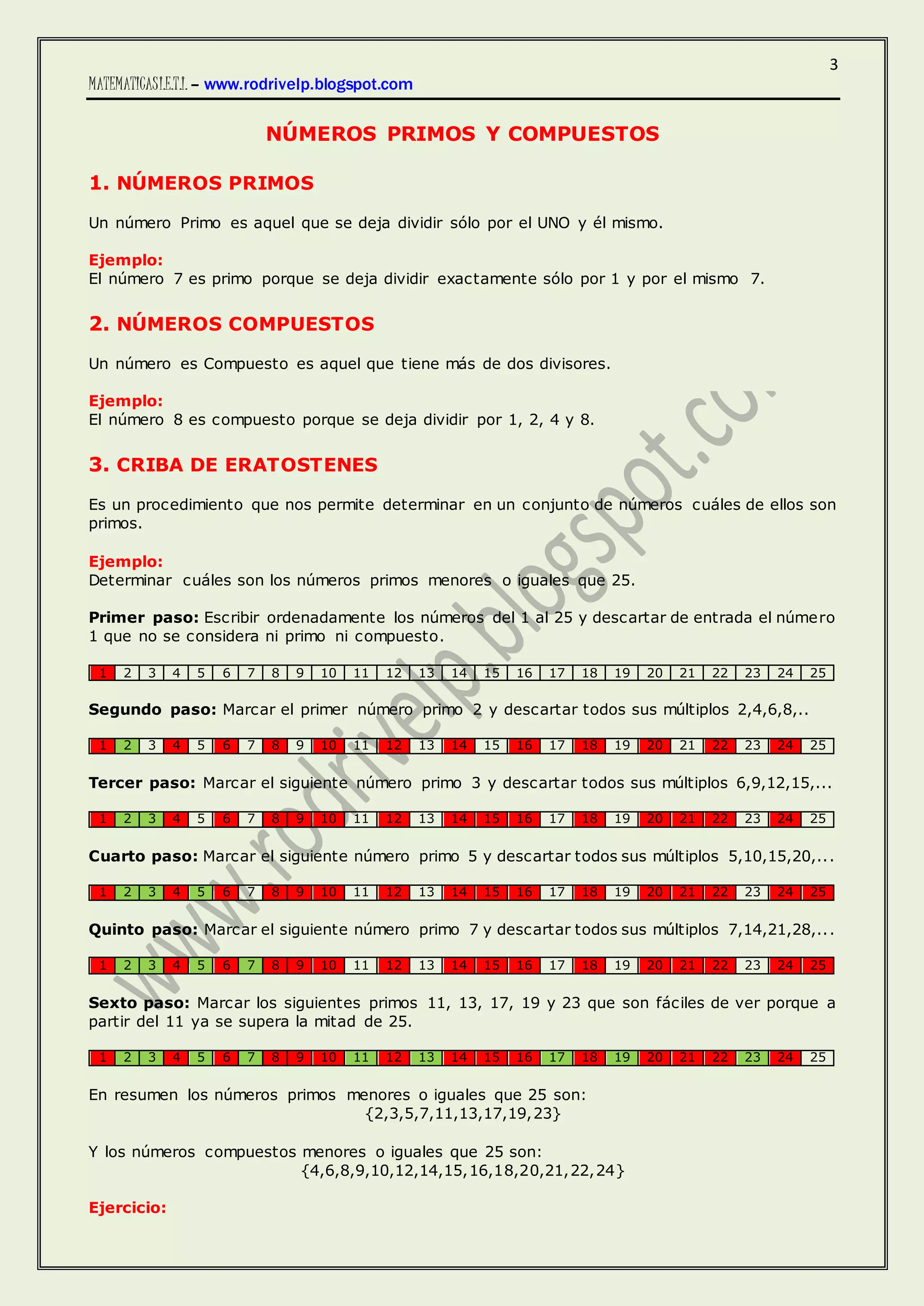 Números primos y números compuestos | PDF