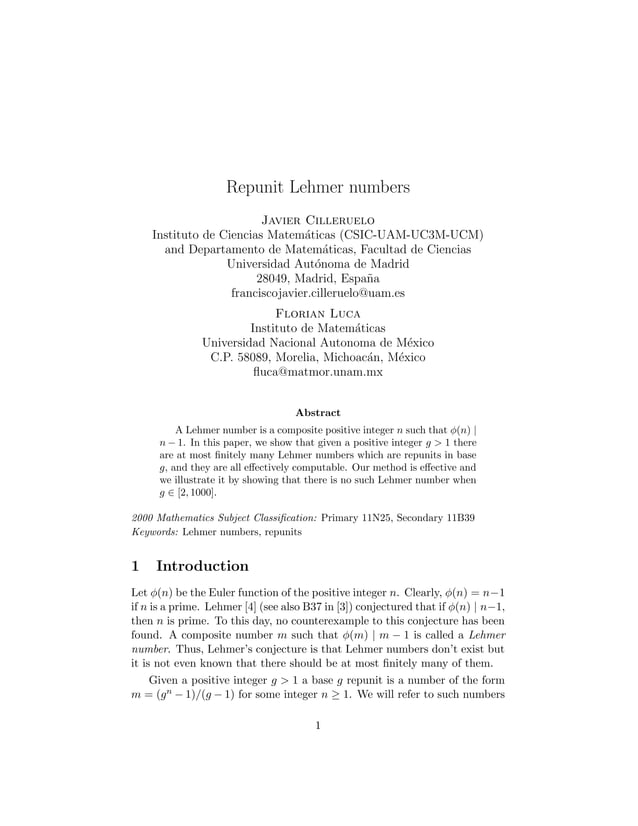Números repunits de lehmer | PDF