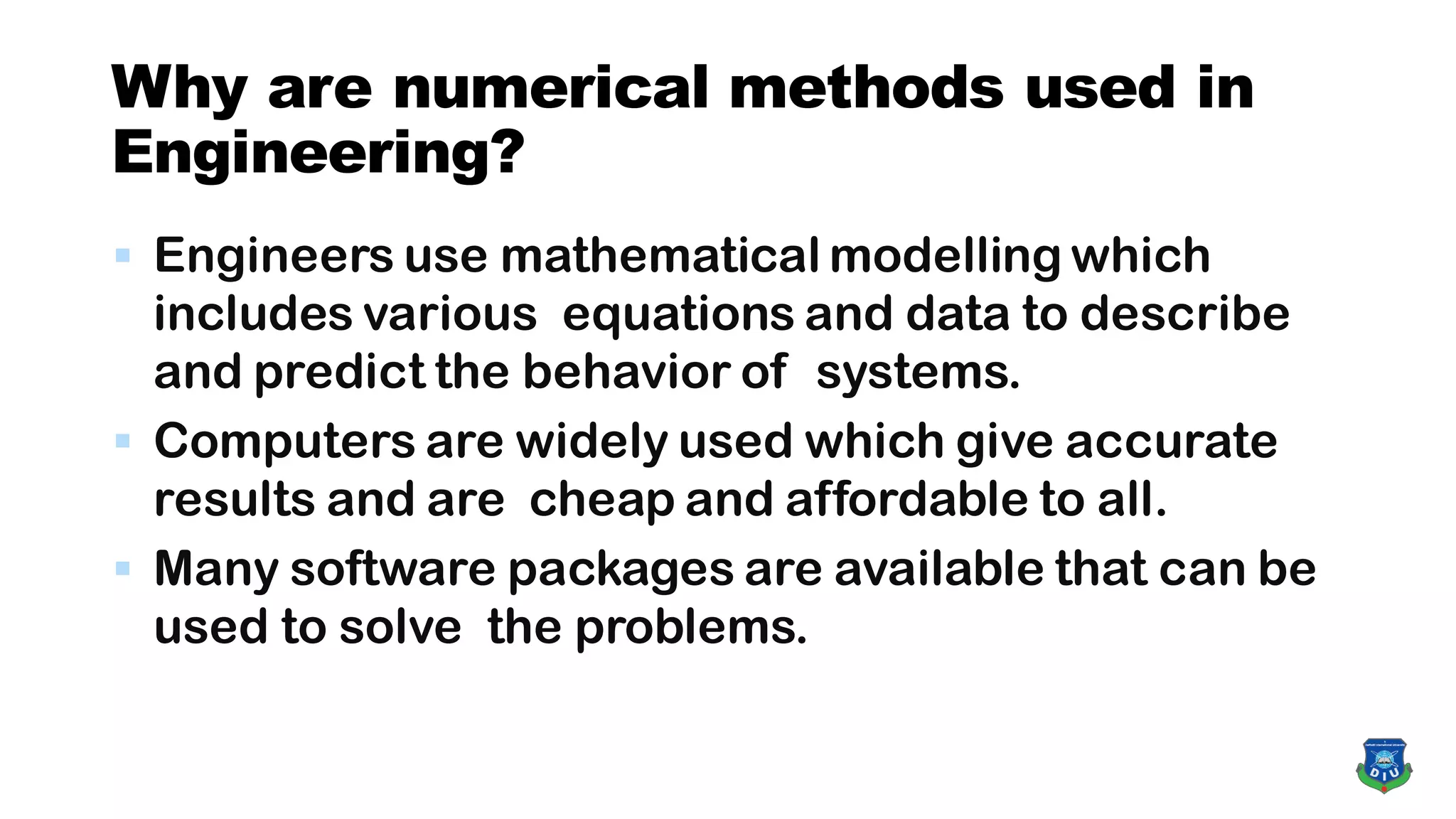 NUMERICAL METHOD AND ITS APPLICATION | PPT