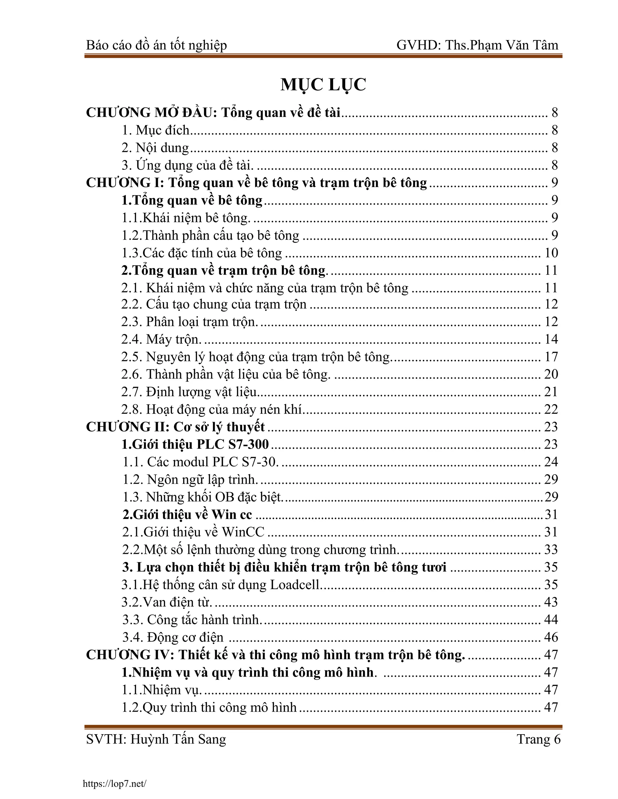 Đồ án Mô hình giám sát trạm trộn bê tông qua Wincc, step7-300 | PDF