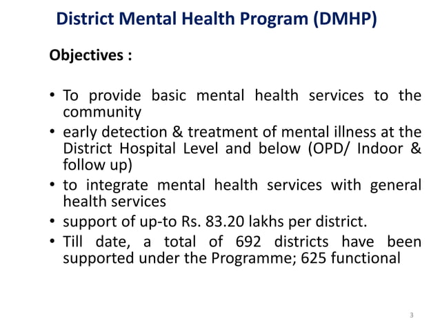 National Mental health program.pptx | Mental Health | Diseases and ...