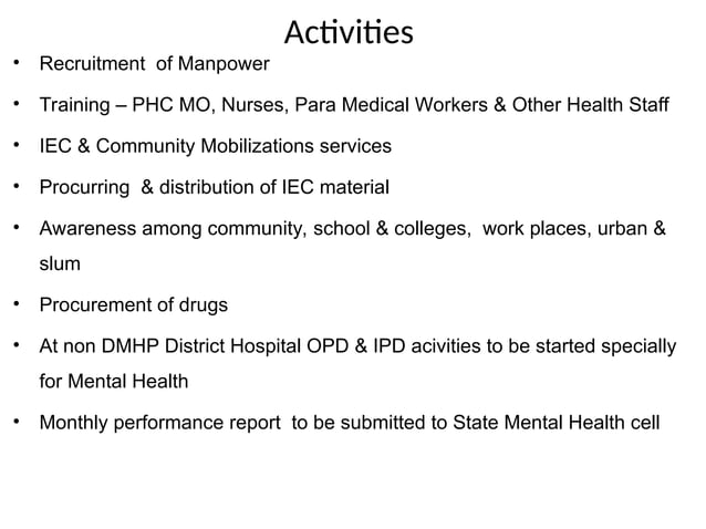 National mental health programs, NHMP , . | PPT