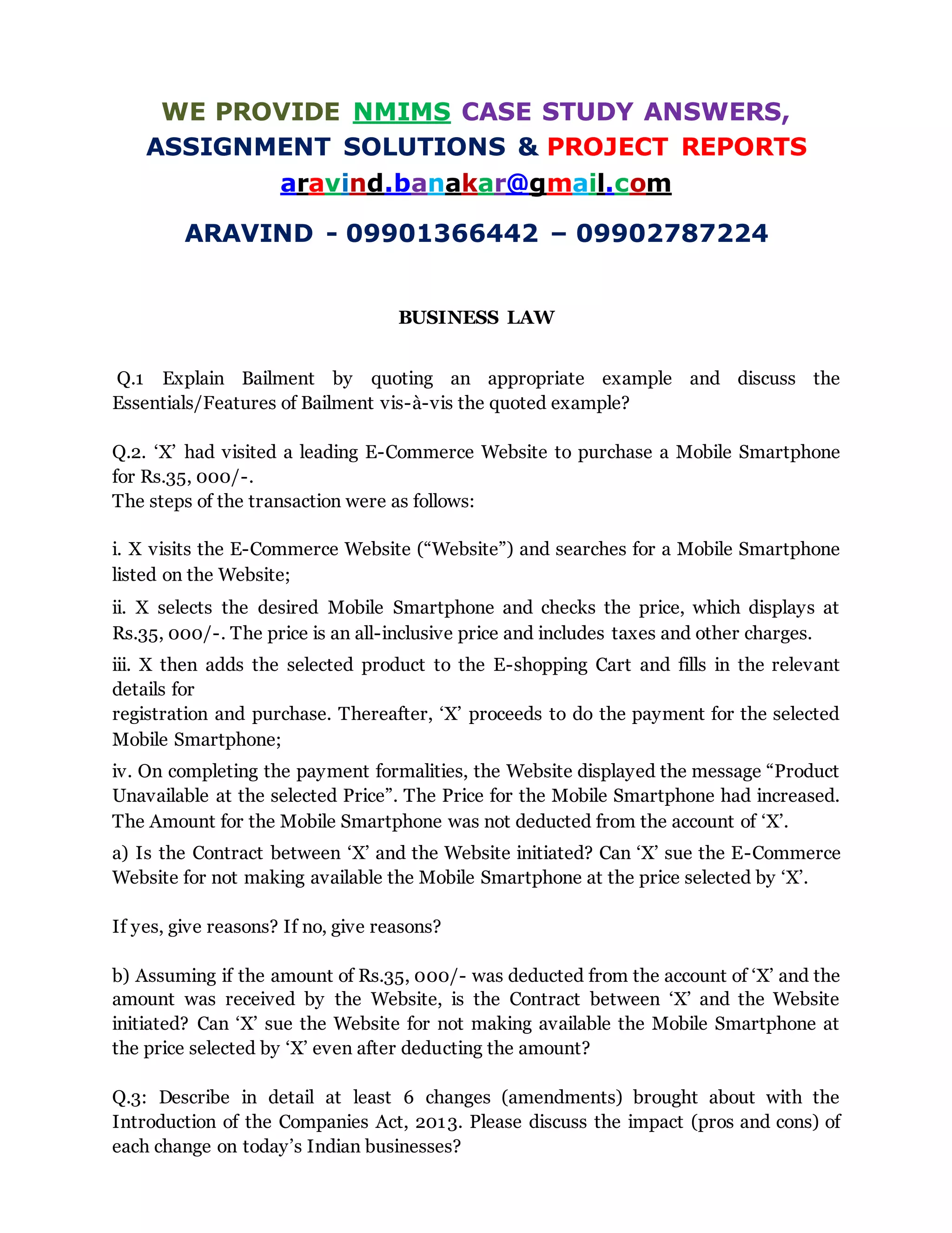 Nmims ASSIGNMENT ANSWERS | PDF