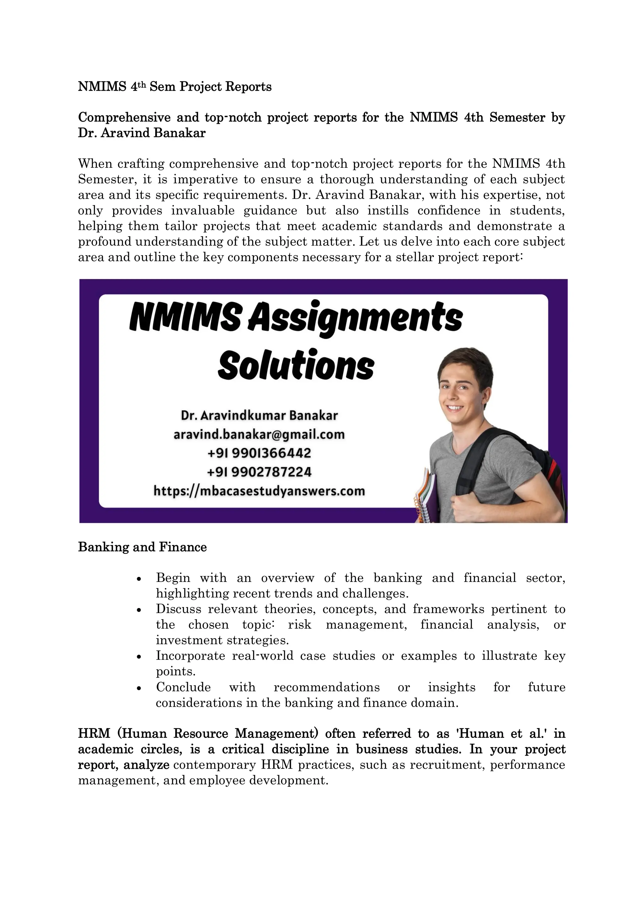 NMIMS 4th Semester General & Customized projects by Dr. Aravind Banakar.pdf