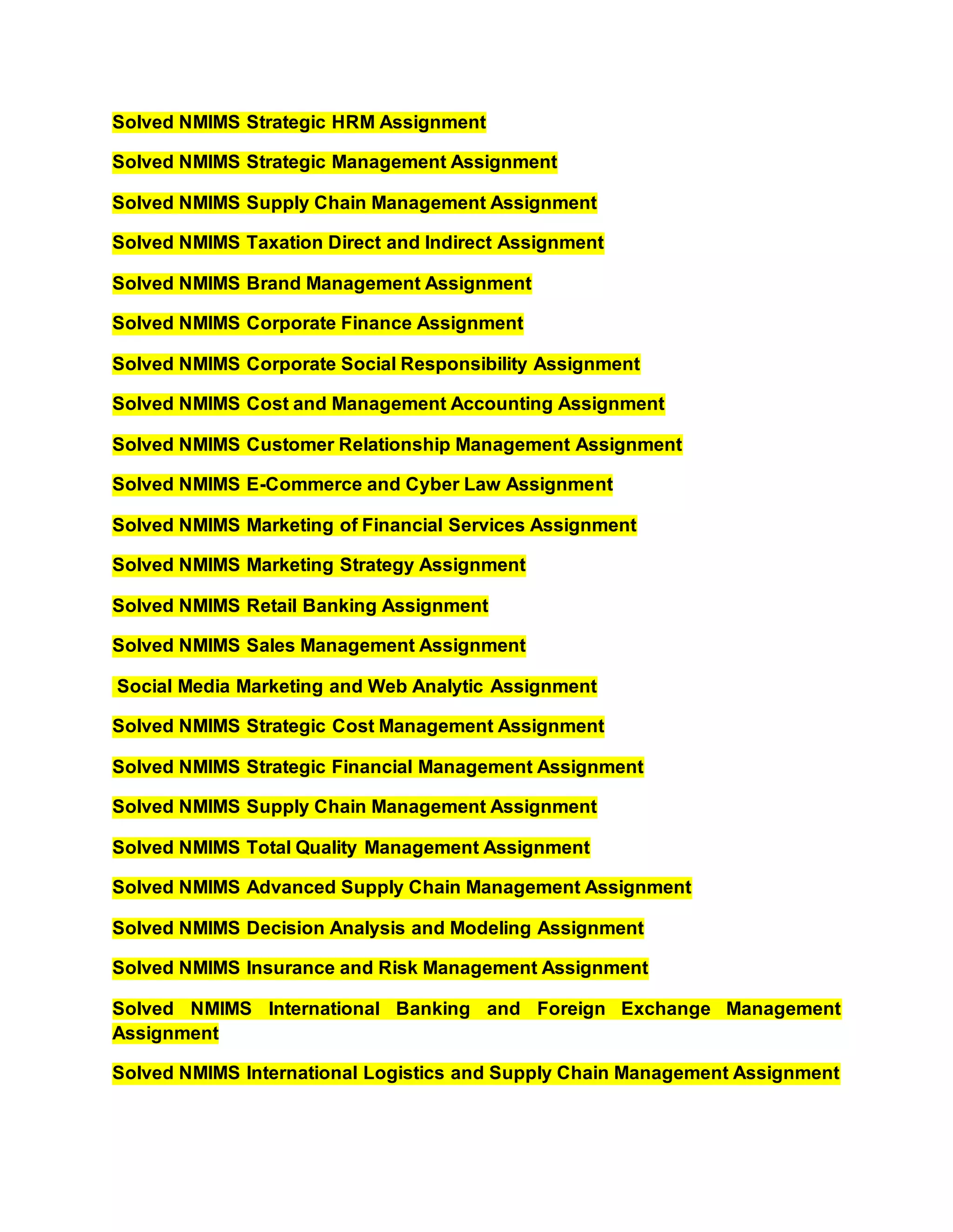 Nmims june answer sheets xyz ltd is a leading telecommunication company in india | PDF