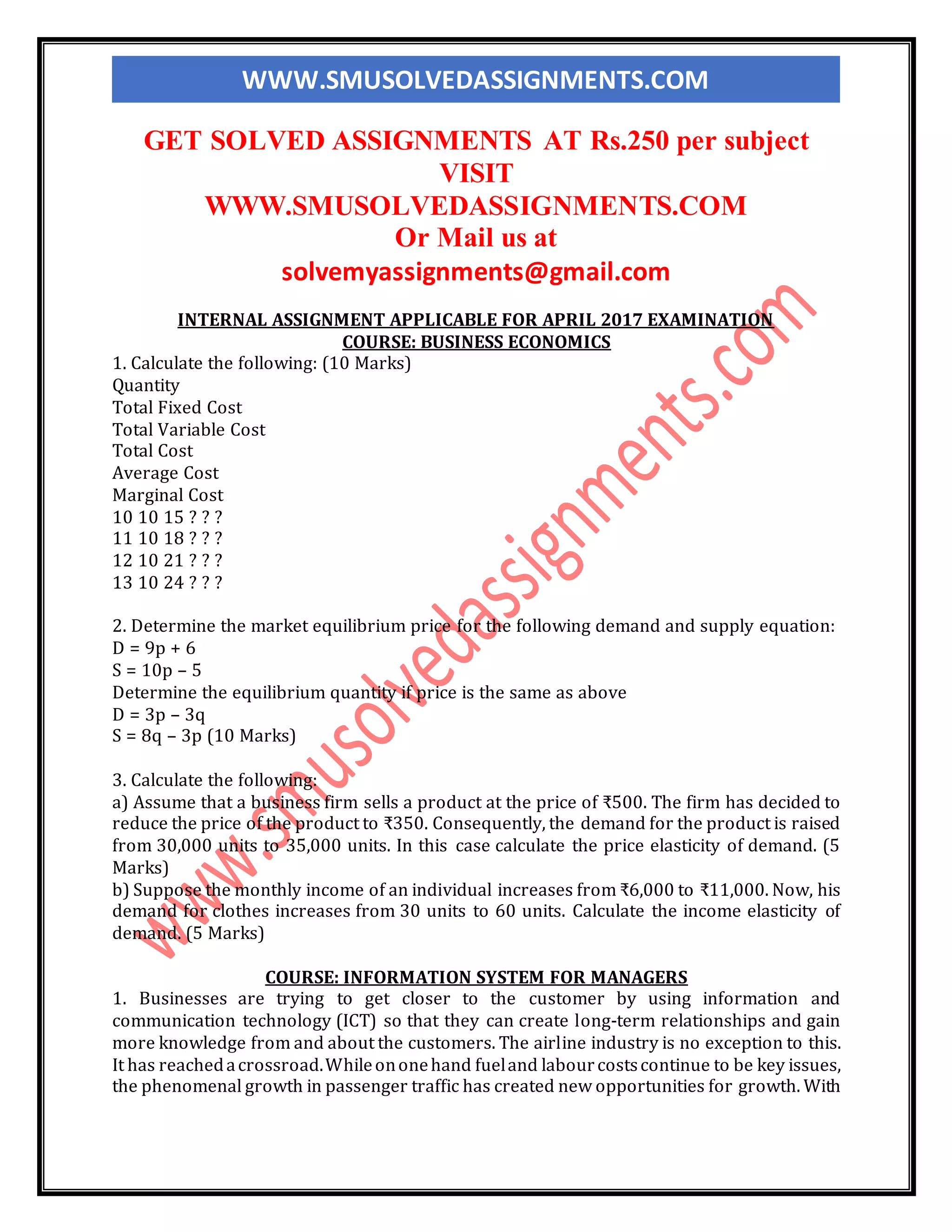 MBA SOLVED ASSIGNMENTS | PDF