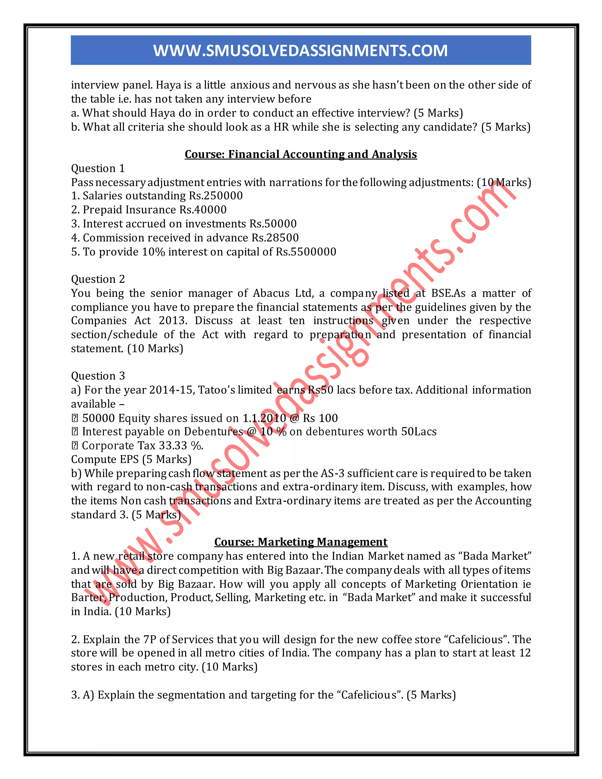 MBA SOLVED ASSIGNMENTS | PDF