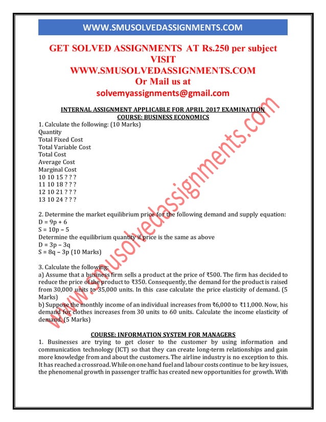 MBA SOLVED ASSIGNMENTS | PDF