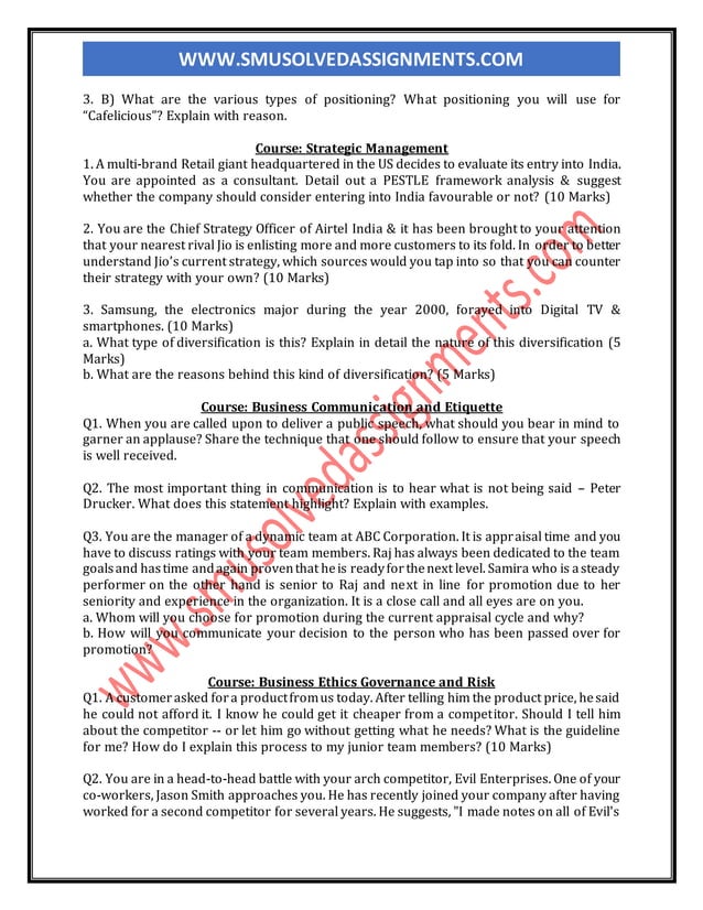 MBA SOLVED ASSIGNMENTS | PDF