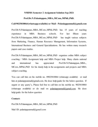 NMIMS Semester 2 Assignment Solution Sep 2021 | DOCX