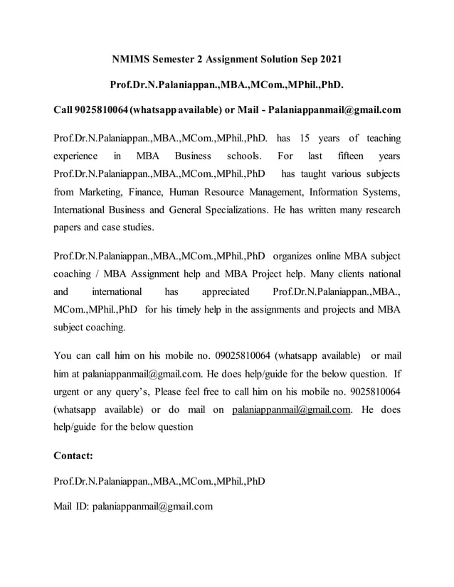 NMIMS Semester 2 Assignment Solution Sep 2021 | PDF