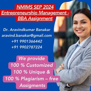 NMIMS SEP 2024 Entrepreneurship Management - BBA Assignment.pdf | Education