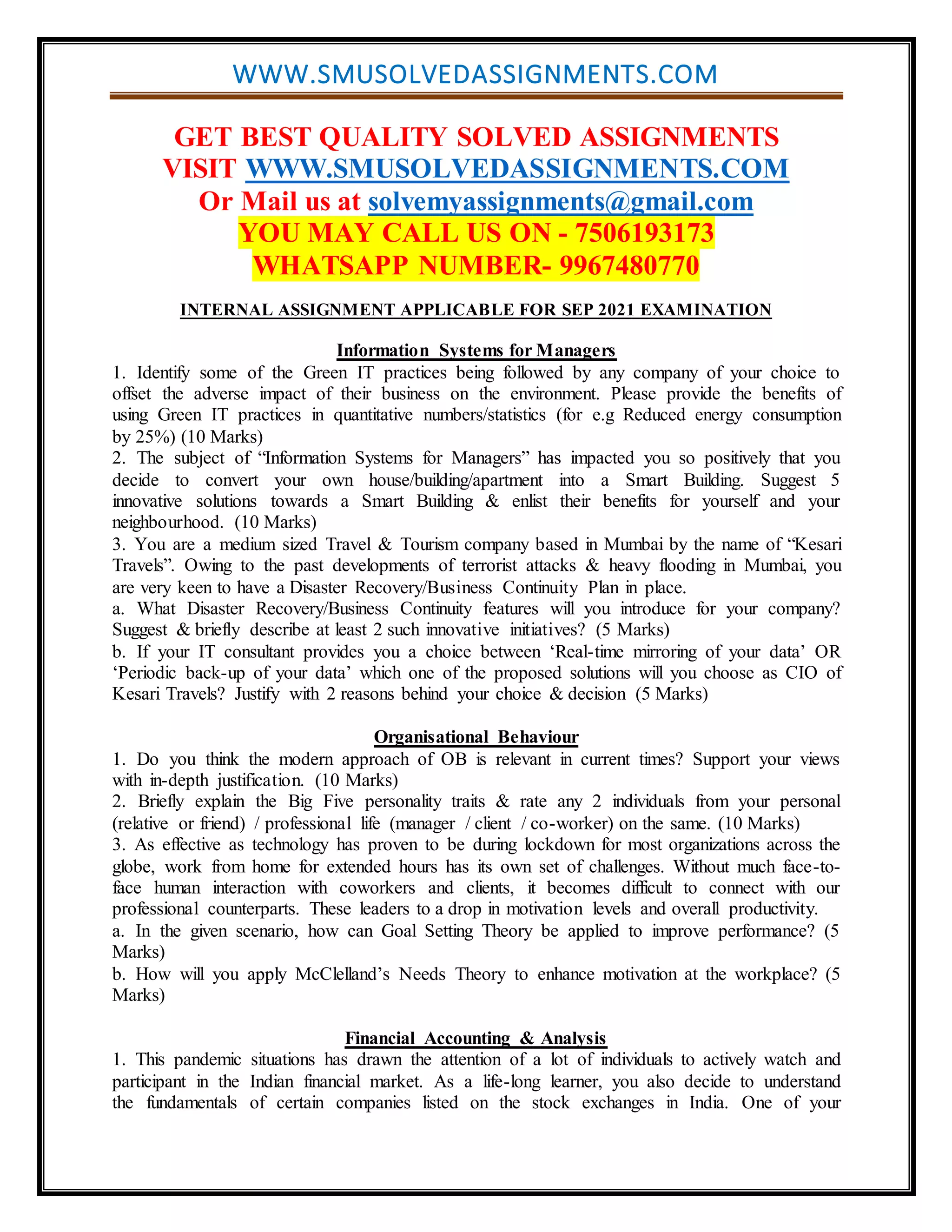 Nmims sept 2021 assignments 9967480770 | DOCX