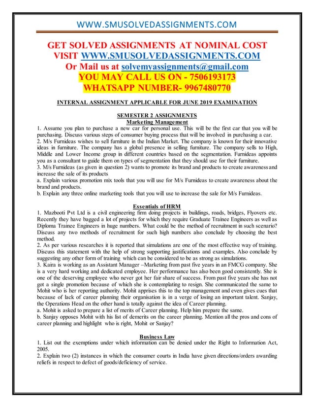 Nmims solved assignment june 2019 | PDF