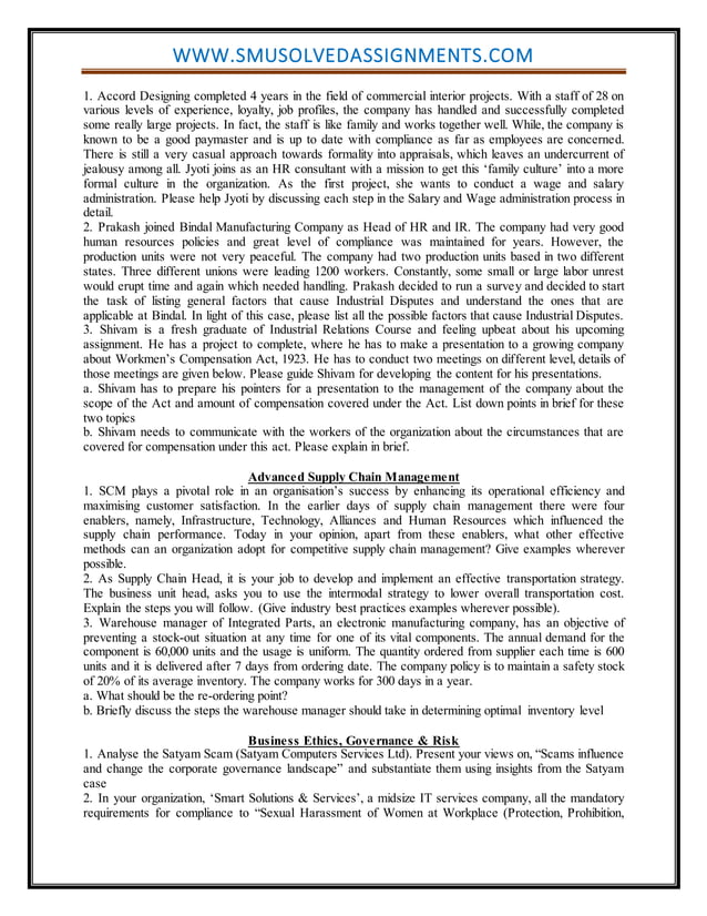 Nmims solved assignment june 2019 | PDF