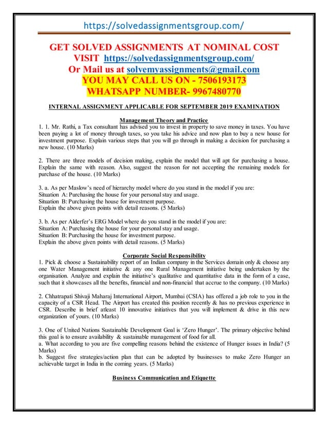 Nmims solved assignments 9967480770 | PDF