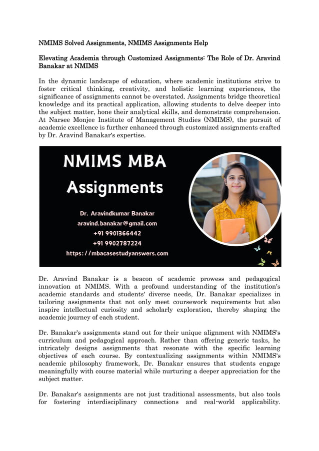 NMIMS Solved Assignments, NMIMS Assignments Help.pdf | Educational ...