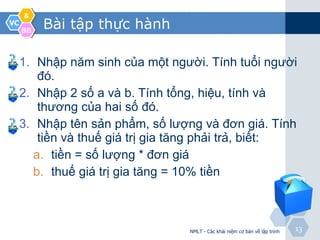 Nmlt C01 Cac Khai Niem Co Ban Ve Lap Trinh | PPT