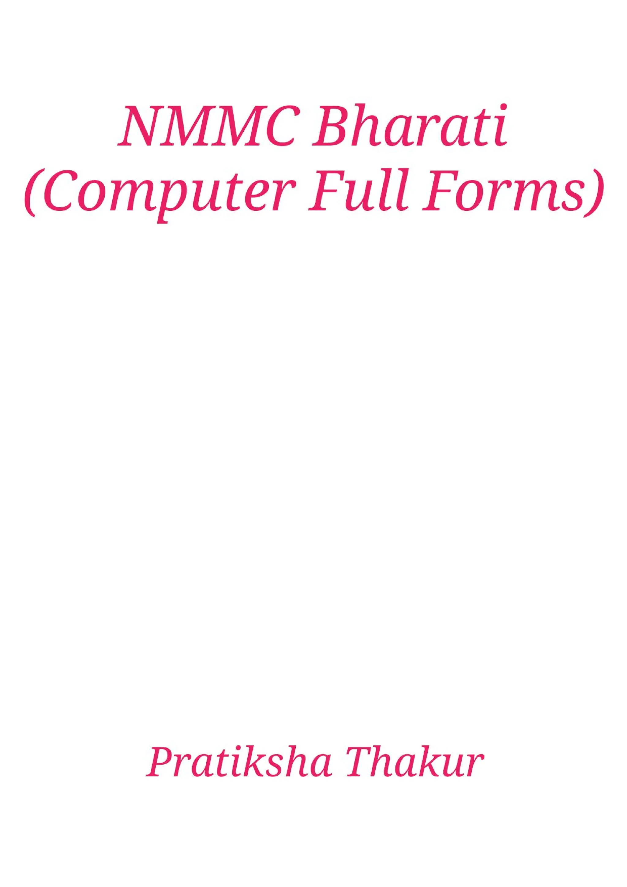 NMMC Bharati (Computer Full Forms) | PDF