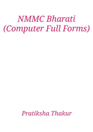 NMMC Bharati (Computer Full Forms) | PDF