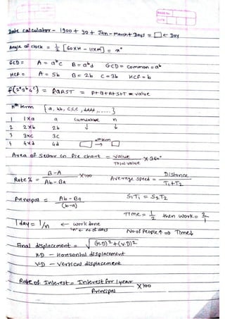 NMMC Bharati (General Aptitude Formulas) | PDF