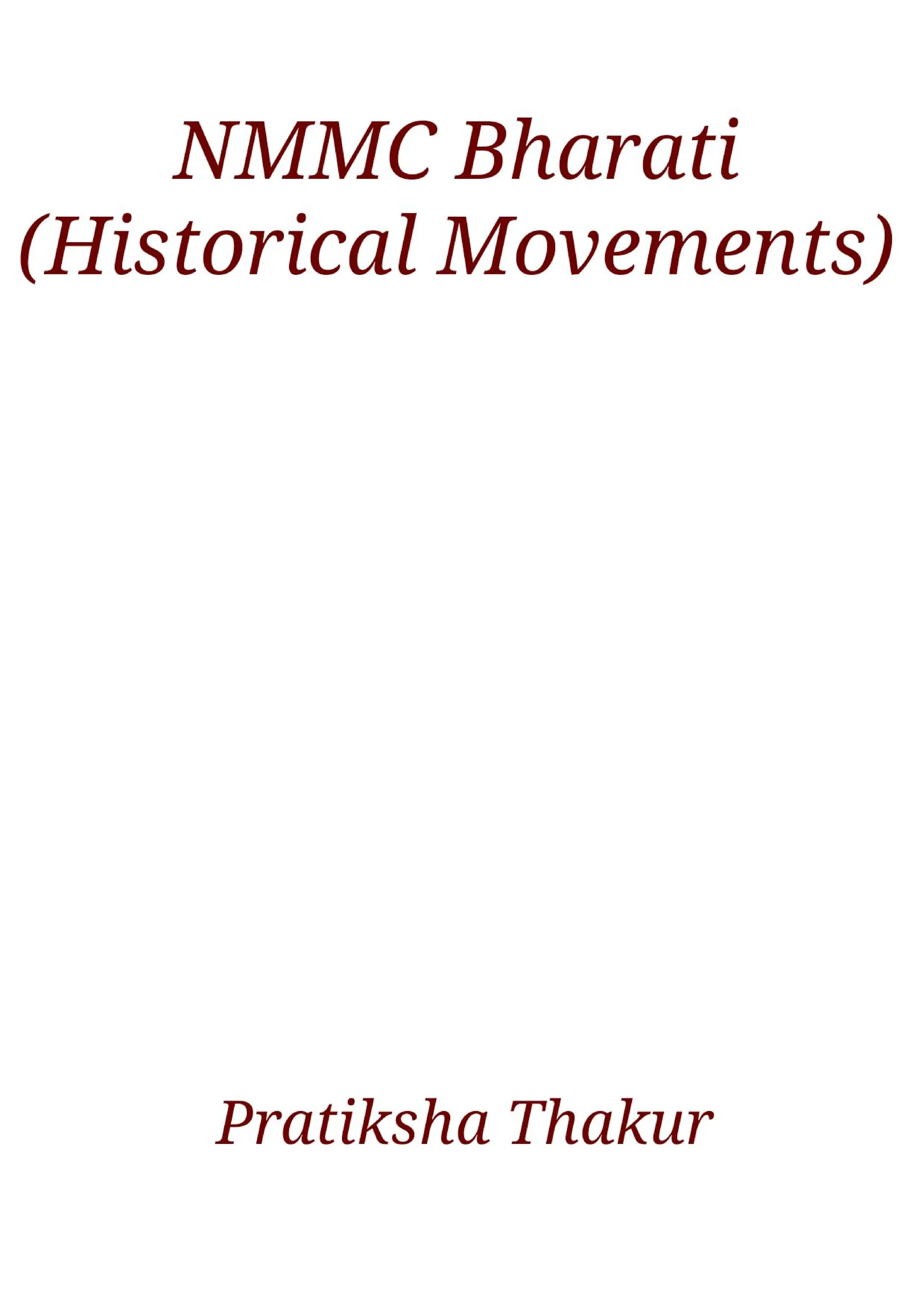 NMMC Bharati (Historical Movements) | PDF