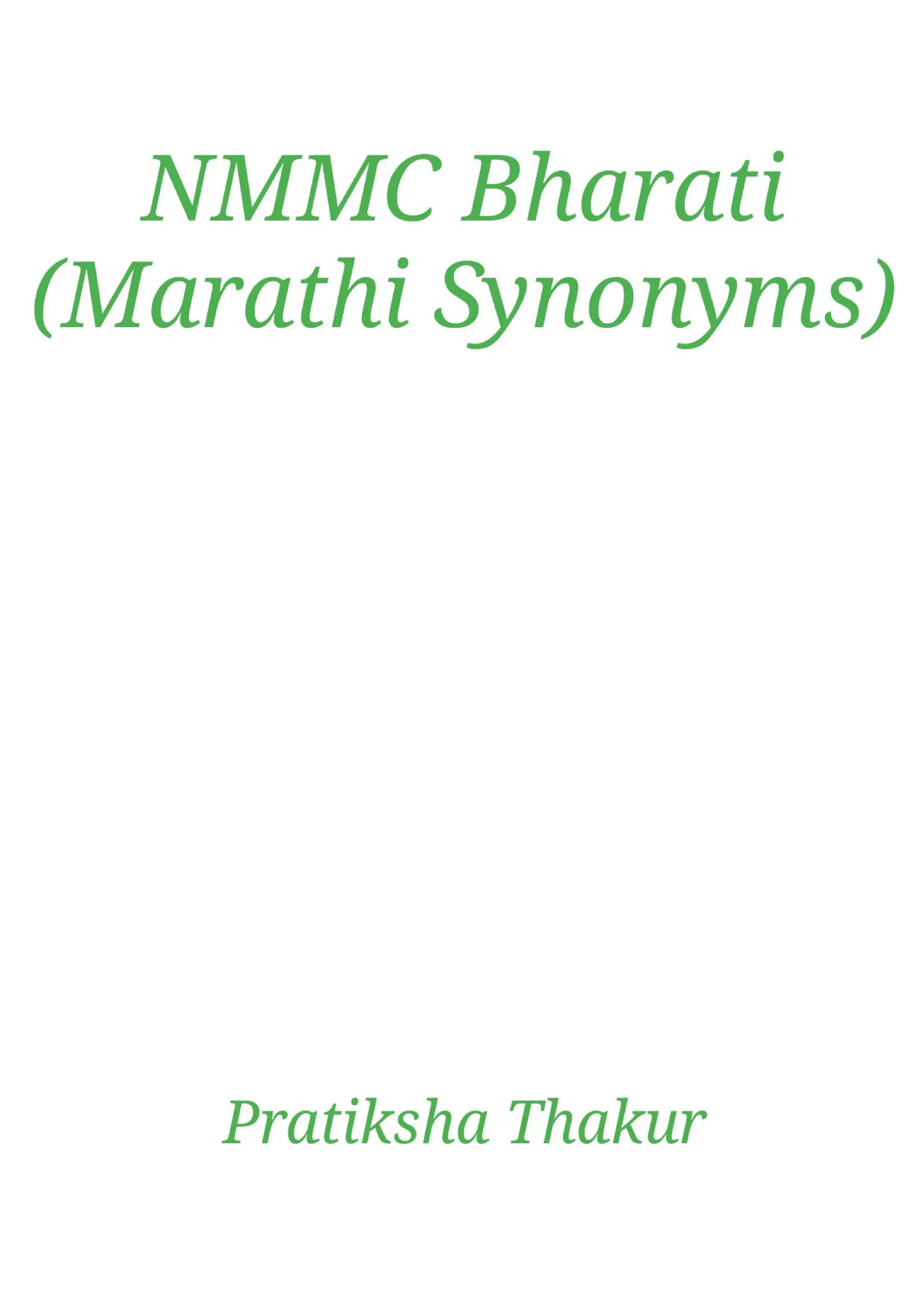 NMMC Bharati (Marathi Synonyms) | PDF