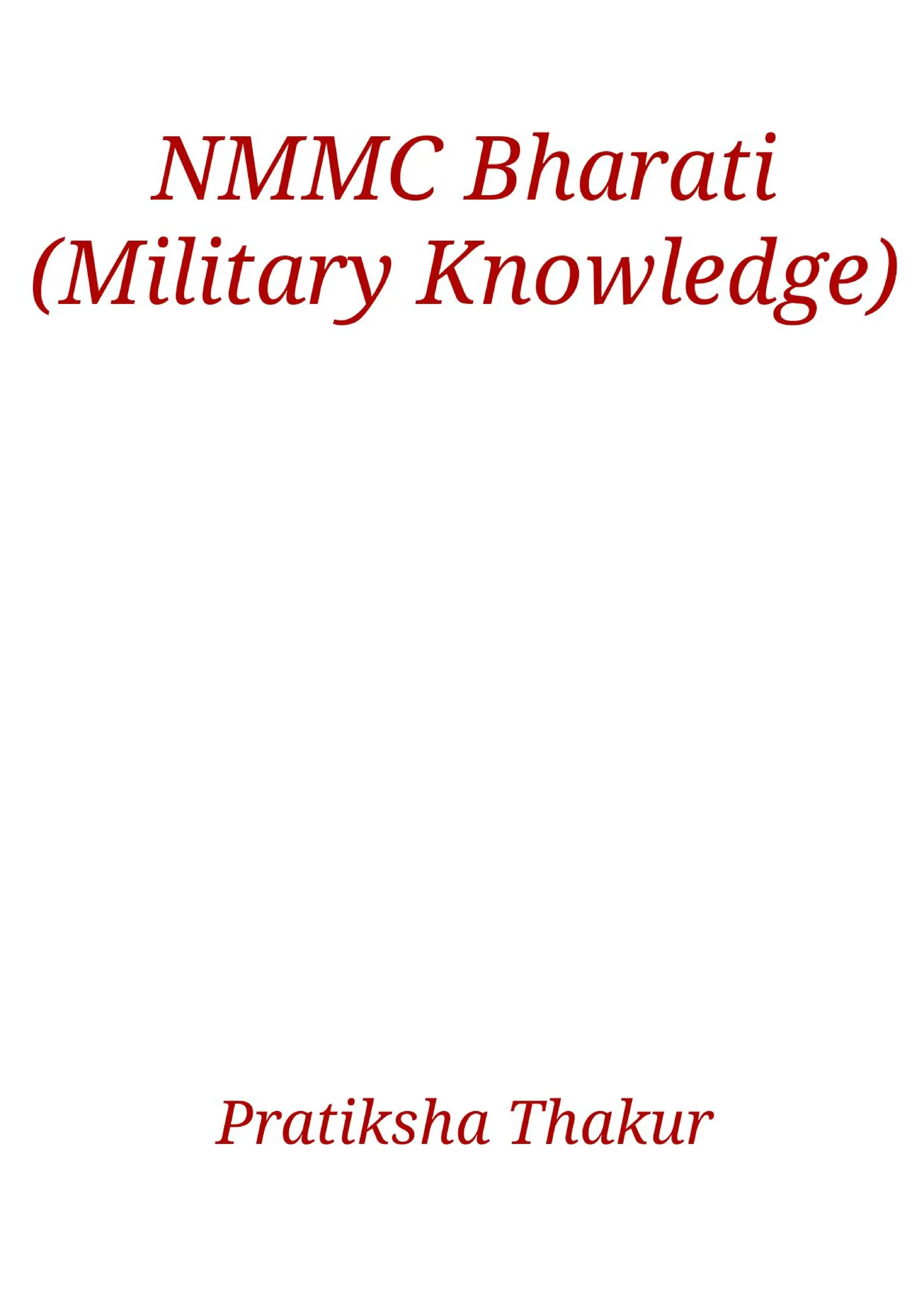 NMMC Bharati (Military Knowledge) | PDF