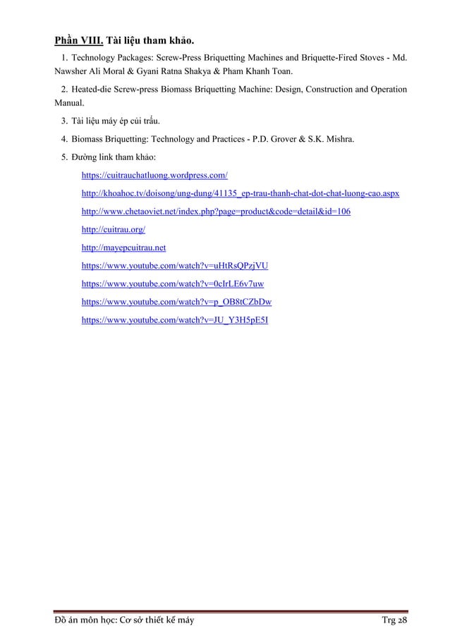 [ĐAMH] Thiết kế máy ép củi trấu | PDF