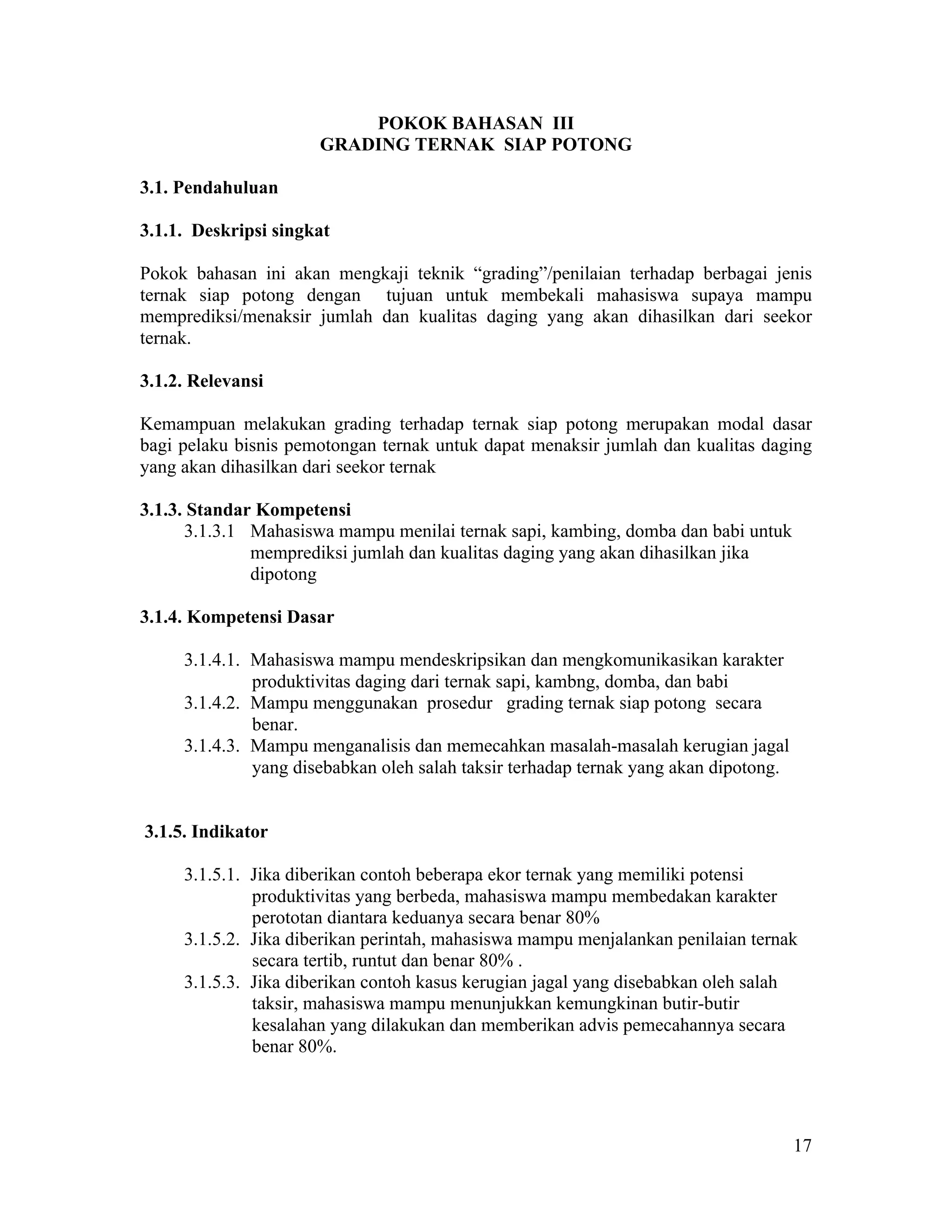 Grading Ternak Siap Potong Part.1 | PDF