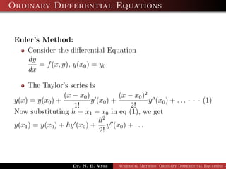 Numerical Methods - Oridnary Differential Equations - 2 | PPT