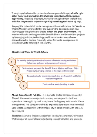 Proposal and Plan for Waste to Wealth Scheme - BCS 09 Final | PDF