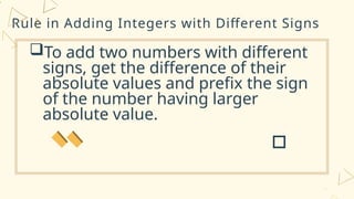National Mathematics Program Activity Adding Integers | PPTX