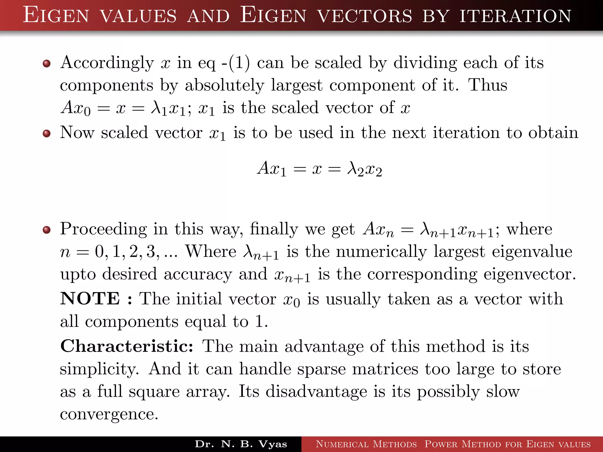 Numerical Methods - Power Method for Eigen values | PDF