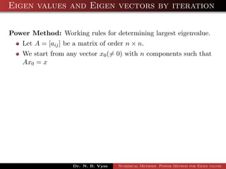 Numerical Methods - Power Method for Eigen values | PDF