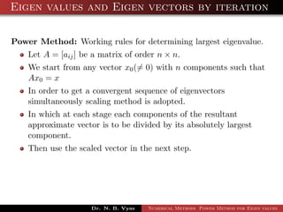 Numerical Methods - Power Method for Eigen values | PDF