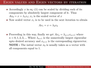 Numerical Methods - Power Method for Eigen values | PDF